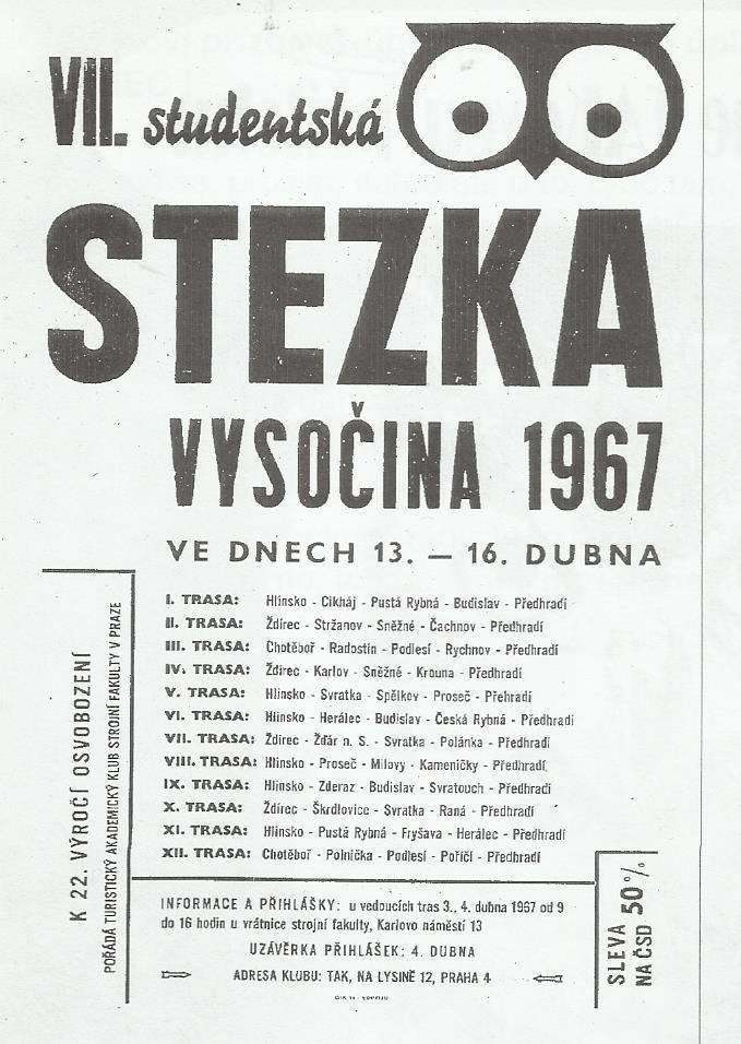 1967 7 STEZKA VYSOČINA| 13. - 16.4 | Předhradí (Ždírec, Stržanov, Sněžné, Čachnov) – takdvojka ...